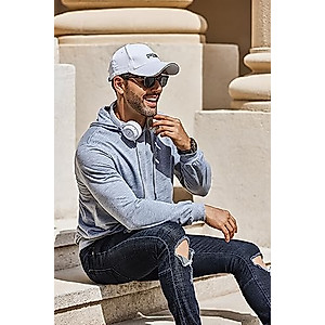 COOFANDY Men's Hoodie Sweatshirts Sport Athletic Jersey Gym Outdoor Pullovers Light Grey