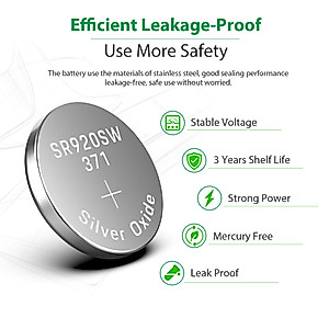 LiCB 10 Pack 371 SR920SW Watch Battery,Long-Lasting & Leak-Proof,High Capacity Silver Oxide 1.55V Button Cell Batteries for Watch