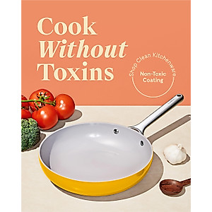 Caraway Fry Pan Trio - Non-Stick Frying Pans (10.5” & 8”) & Non-Stick Saute Pan - Non Toxic, PTFE & PFOA Free - Oven Safe & Compatible with All Stovetops (Gas, Electric & Induction) - Marigold