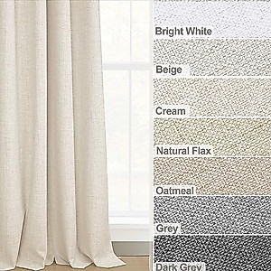 INOVADAY 100% Cream Blackout Curtains for Bedroom, Thermal Insulated Linen Blackout Curtains 108 Inch Length 2 Panels Set, Back Tab/Rod Pocket Room Darkening Curtains for Nursery - Cream, W50 X L108