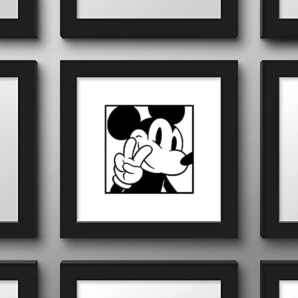 Trends International Gallery Pops Disney Mickey Mouse - Mickey Expressions - Peace Wall Art Wall Poster, 12" x 12", Black Framed Version