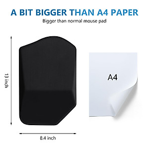 KXRORS Ergonomic Mouse Pad with Wrist Support - Comfortable Soft Entire Memory Foam Mousepad for Wrist Rest Pain Relief,Thick Mouse Pad with Non-Slip PU Gel Base for Office & Home(13 x 8 Inch Black)