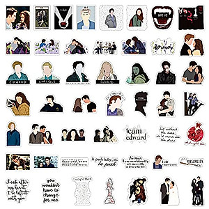 50Pcs Classic Movie Twilight Anime Saga Stickers for Water Bottles,Toys Teens Girls Adults Gifts,Vinyl Waterproof Stickers for Laptop,Phone,Notebook,Skateboard Decal Sticker Pegatinas Juguete