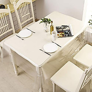 EffortLife Clear Vinyl Rectangle Tablecloth Protector Waterproof/Oil-Proof Plastic Transparent Table Cover 54 x 84 Inch