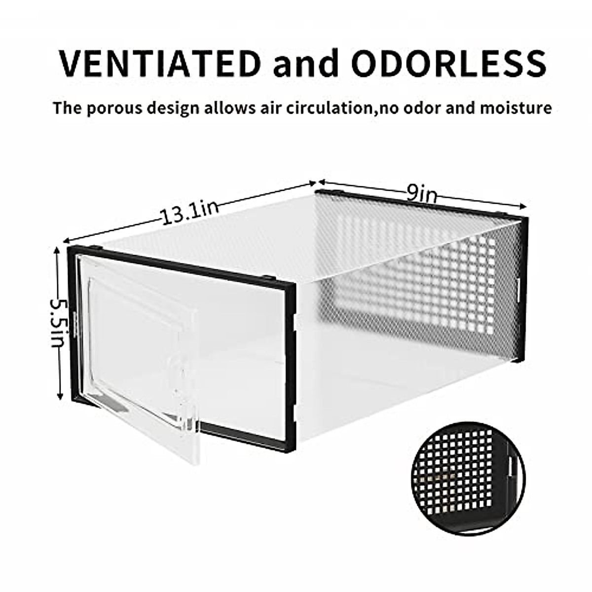 JOCHER 12 Pack Shoe Storage Boxes Black,Clear Plastic Stackable Shoes Organizer for Closet,Sneaker Storage Bins with Lids,Shoe Storage Containers for Under Bed,Entryway,Closet Floor,Space Saving