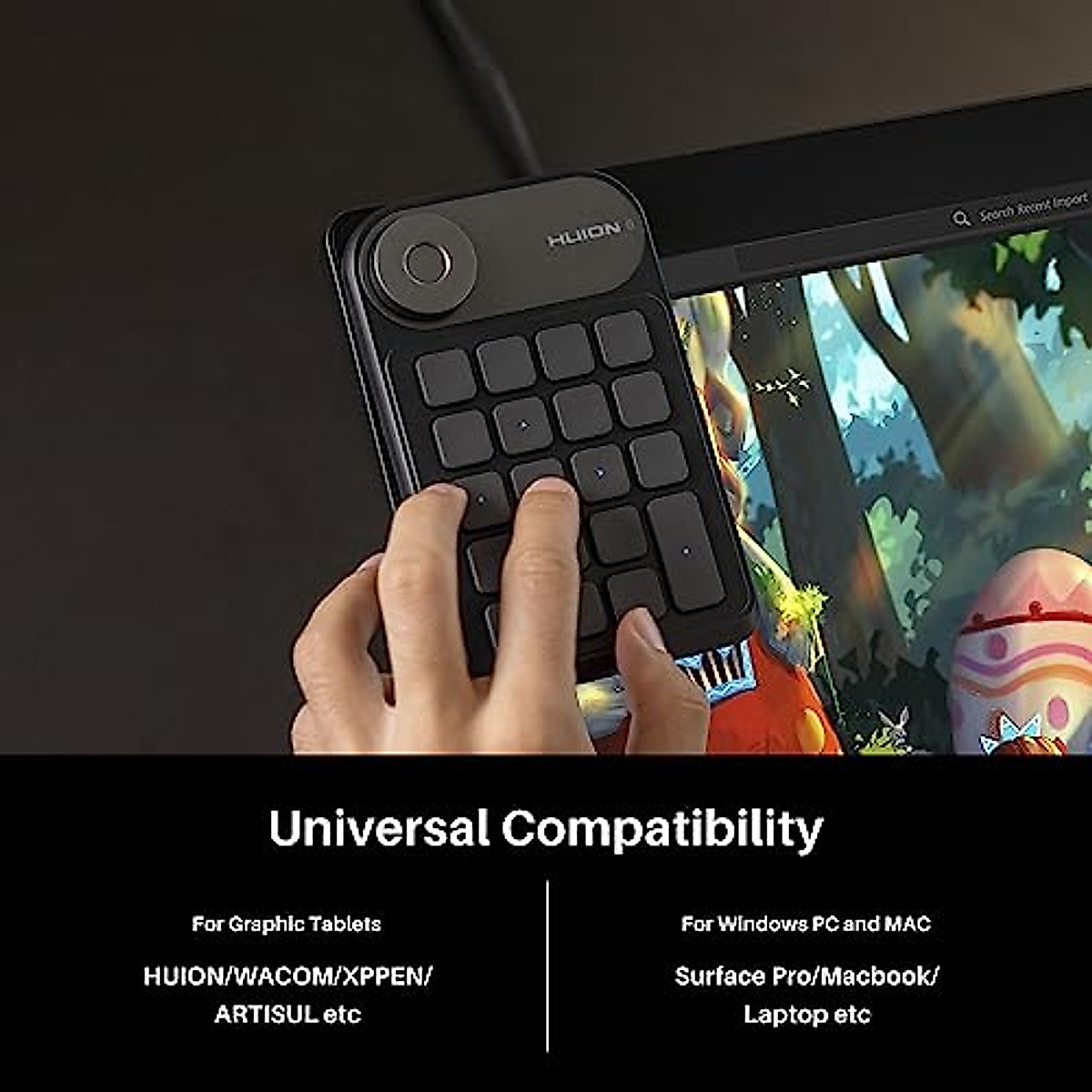HUION Keydial Mini Bluetooth Programmable Keypad with Dial 5 Keys Anti ...