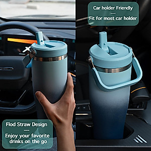 Hydraful 40 oz Tumbler with handle flip straw,Leak Proof Vacuum Insulated Cup Water Bottle Fit in Cup holder for Home,Outdoors,Insulated Stainless Steel Travel Coffee Mug,Keep ice Cold for 34 Hours