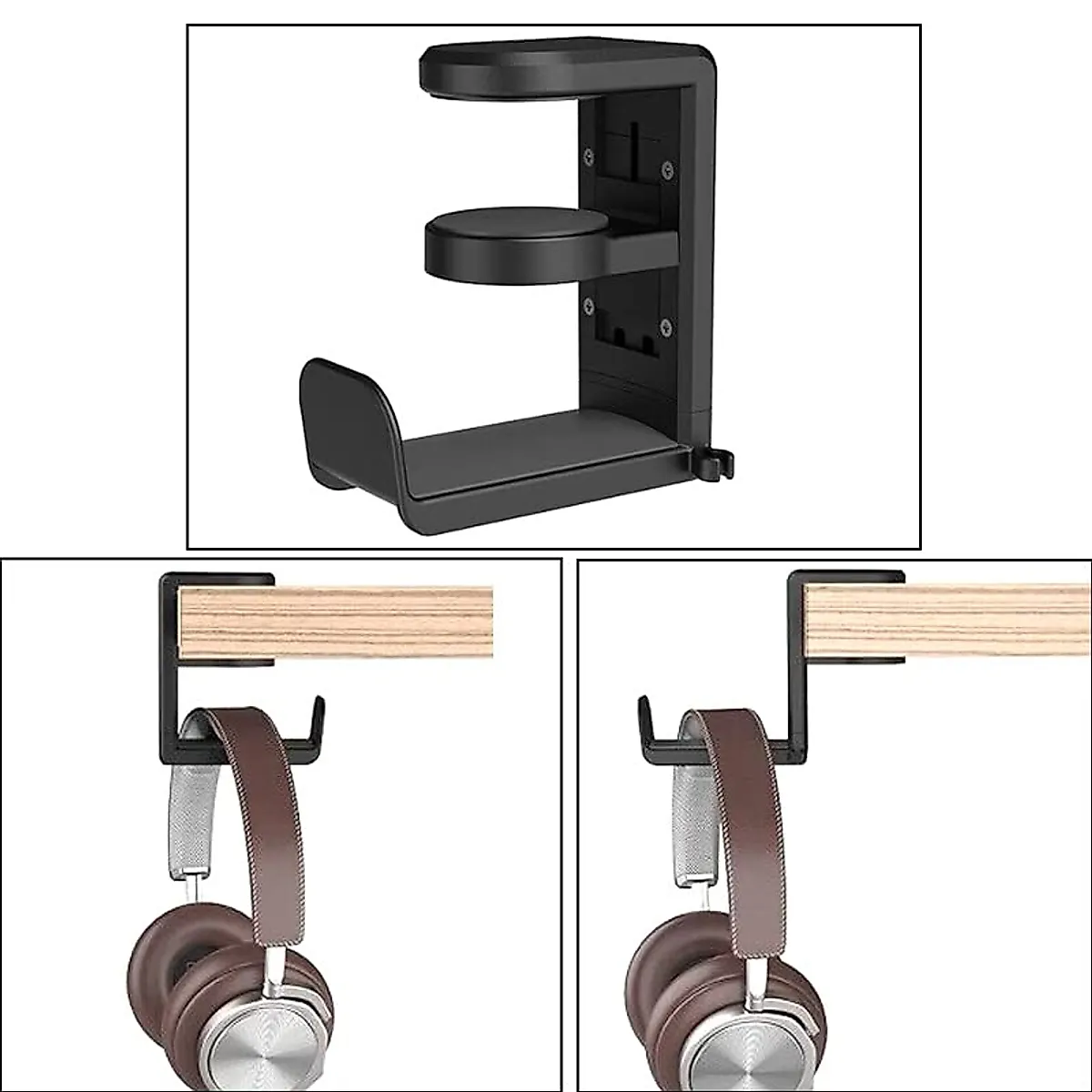 YTYKINOY Black 360 Degree Rotation Adjustable Headphone Stand Headset Hanger PC Gaming Headset Headphone Hook Holder Hanger Mount