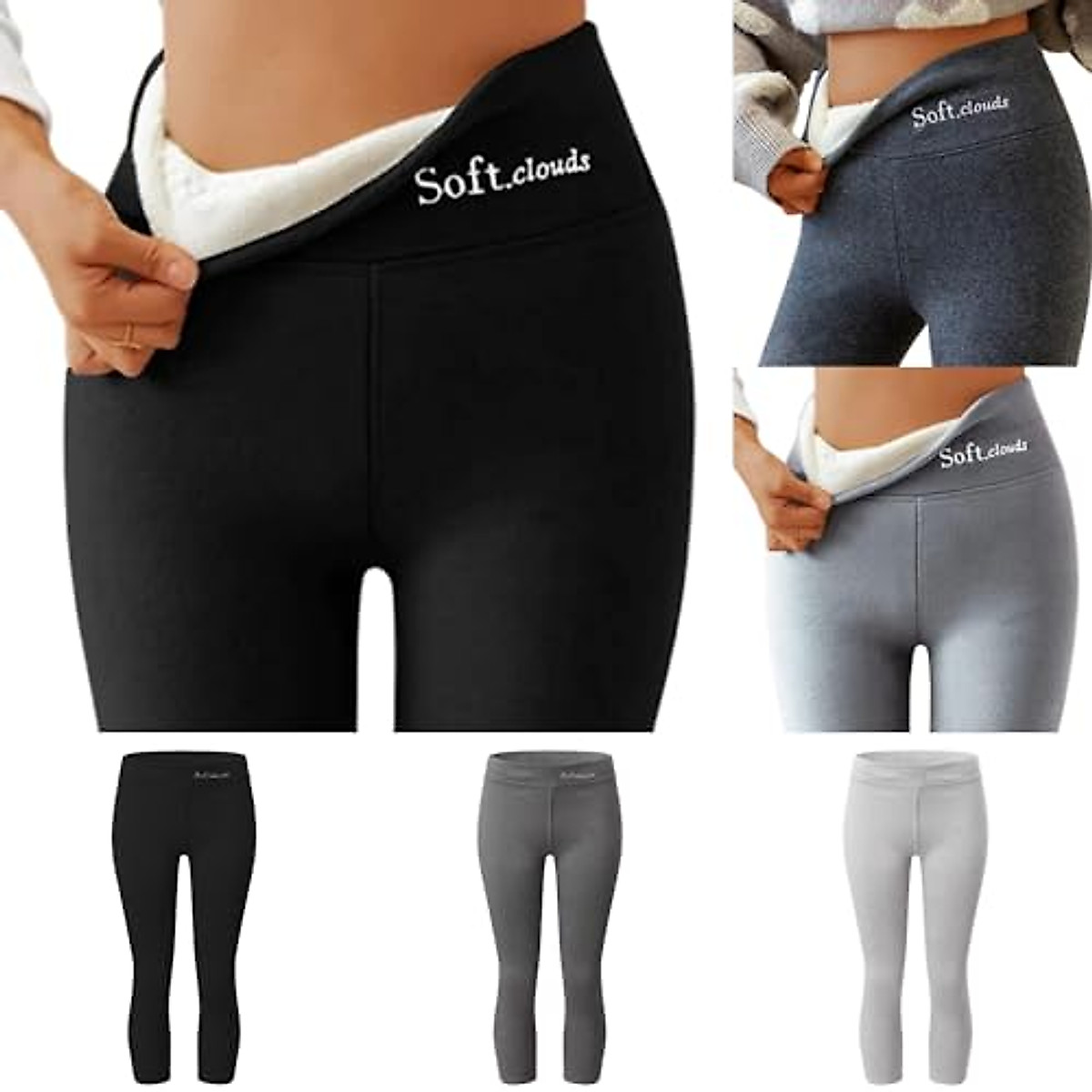 Butt Lifting Leggings for Women,Fleece Leggings High Waisted for Women Soft Warm Butt Lifting Plus Size Workout Leggings Thermal Seamless Tummy Control Yoga Z1-Black XXL
