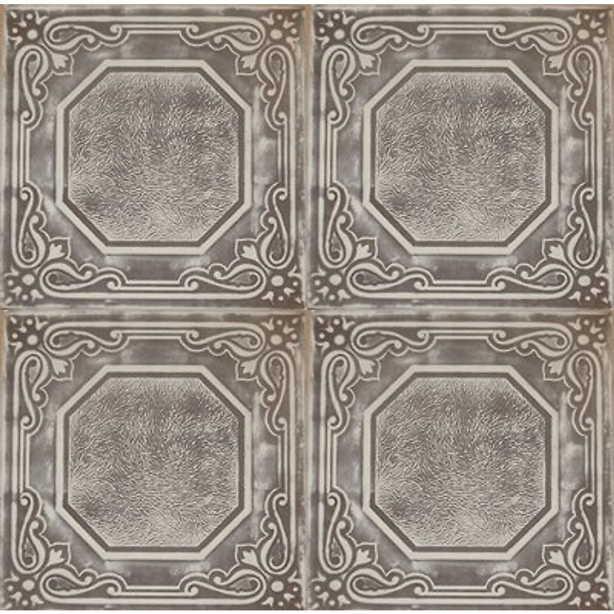 Lizbona R32W 20 x 20 Tin Looking Styrofoam Glue Up White Ceiling Tile