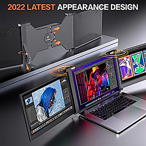 Triple Portable Monitor, LIMINK S19 B Laptop Monitor Extender for 14-17" Laptops, 14 Inches HDR FHD 1080P Laptop Screen Extender with Kickstand, USB-C/USB-A/HDMI, Plug and Play for Mac, Windows Laptop