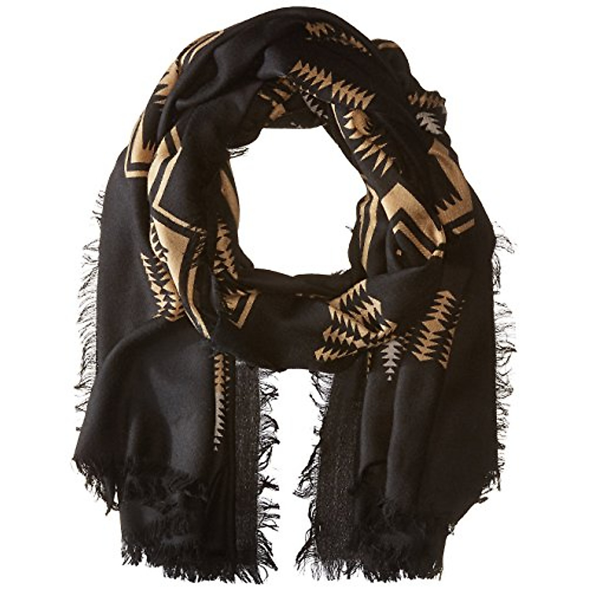 Pendleton Women's Oversize Featherweight Wool Scarf, Harding Black, One Size