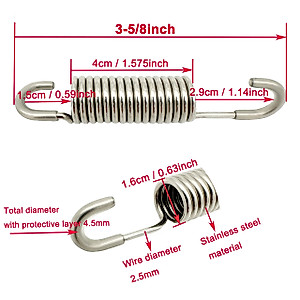 Souldershop 3-5/8 inch Stainless Steel Replacement Recliner Chair Mechanism Furniture Tension Springs Long Neck Style 2.5mm Wire Thickness [3.33'' Inside Hook to Hook] (Pack of 1)