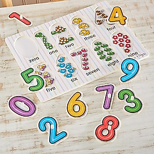 Melissa & Doug Lift & See Numbers Wooden Peg Puzzle - 10 Pieces - FSC Certified