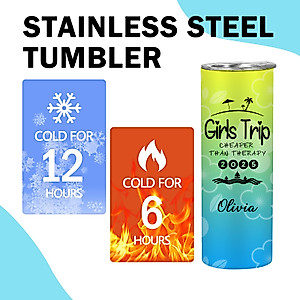 Personalized Girls Trip Tumblers with Name, Beach Cruise Insulated Cup with Lid and Straw, Girls Weekend Gift for Women, 2025 Girl Trip Gifts, Family Vacation Tumbler, Bachelorette Party Cups