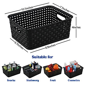 Ewingger Set of 6 Black Plastic Storage Baskets, Small Organzing Basket Bin