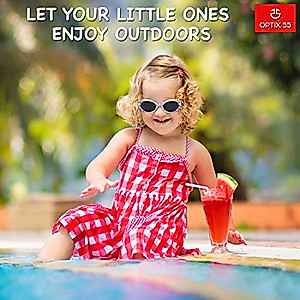 Optix 55 Baby Sunglasses, 100% UV Protection Infants & Toddlers Sunglasses, Smoked Lenses Reduces Glare for Ages 0-12 Month to 3 Years - Rubber Injected Frame with Matching Pouch (White, Smoked)