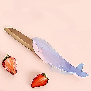 WISELADY Whale Shaped Handle Fruit Knives, Paring Knife, Small Kitchen Knife with Sharp Blade, Paring Knife for Cutting and Preparing Fruit and Vegetables (Black)