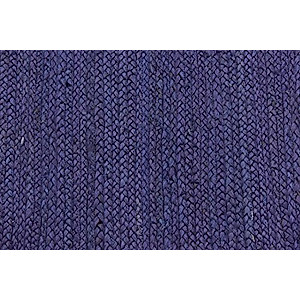 Unique Loom Braided Jute Collection Classic Quality Made Natural Hand Woven with Solid Color Detail, Area Rug, Runner 2' 6" x 6' 0", Navy Blue/Tan