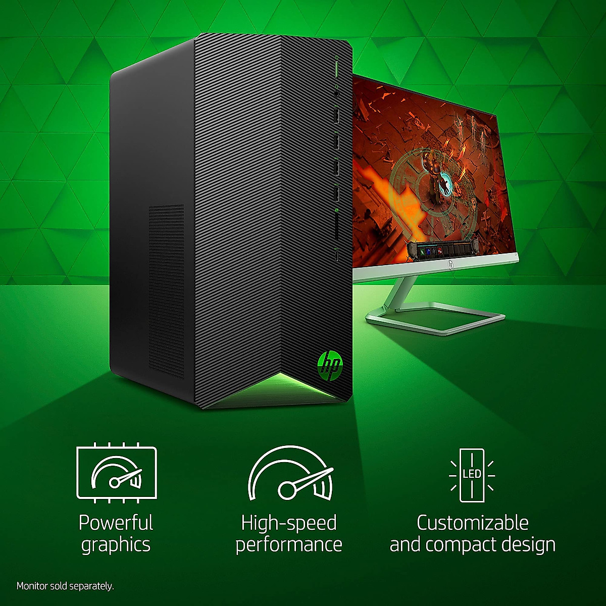 HP Pavilion Gaming Desktop Computer, AMD Ryzen 5 5600G Processor, 32GB RAM, 512GB NVMe SSD, 1TB HDD, Mouse and Keyboard, Windows 10 Home, HDMI Cable