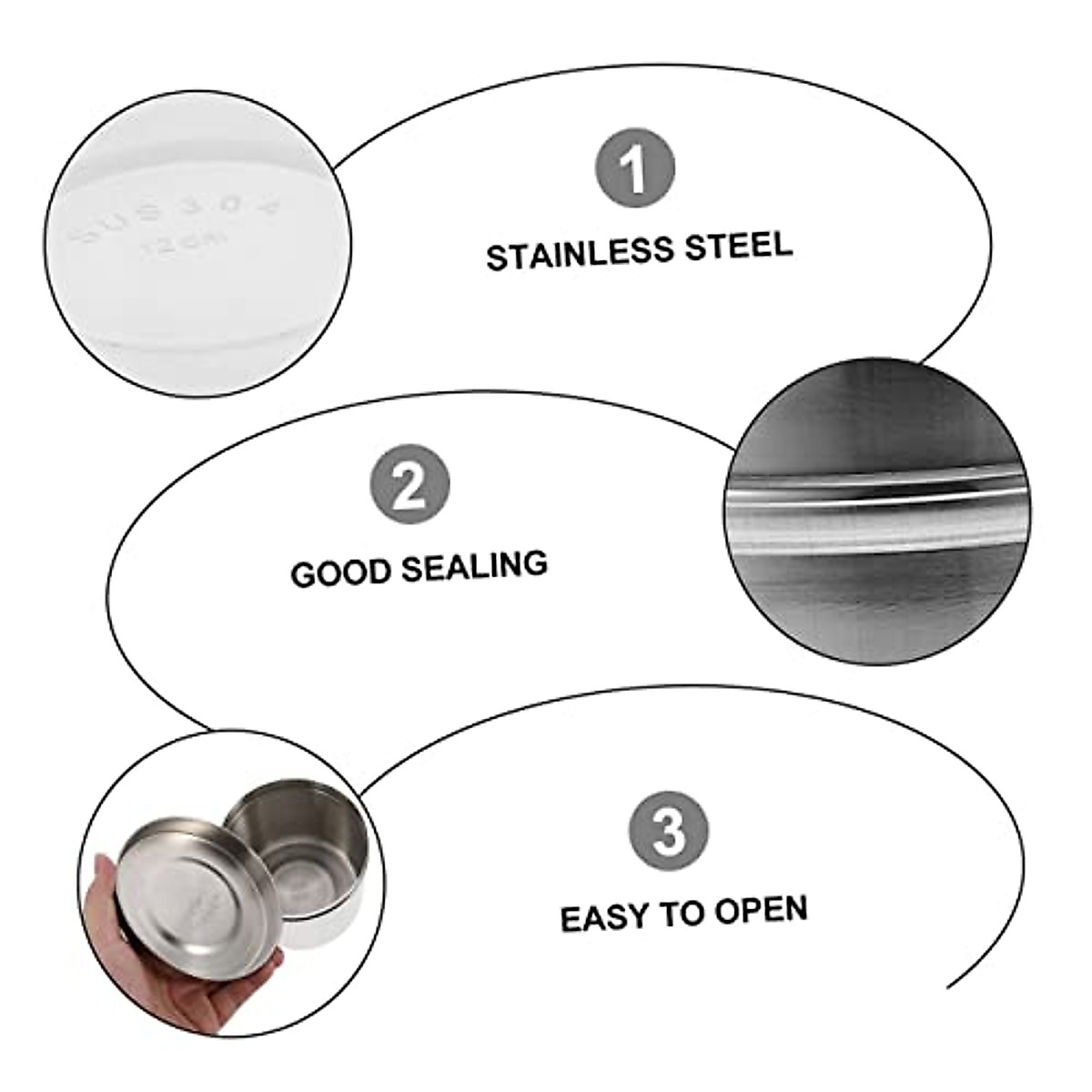 FOMIYES Ointment Jar Metal Stand Makeup Organizer Box Case Containers with Lids Stainless Steel Airtight Canister Cotton Swab Container Cotton Swab Holder Container Cotton Balls Jar Silver