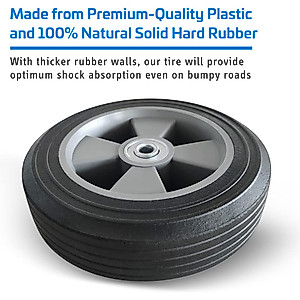 LotFancy 8 inch Hand Truck Wheels, 2PCS Solid Flat Free Tires Replacement for Hand Truck Dolly Cart Wagon Generator, 5/8” Axle