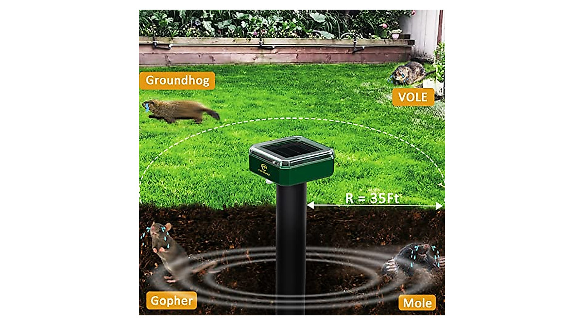 Careland Solar Mole & Gopher Repellent Stakes | Keep Yard Pest-Free