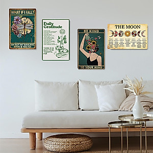 Fmcmly Daily Gratitude Inspirational Metal Tin Sign Green Boho Room Aesthetic Decoration Home Kitchen Office Bedroom Cafes Wall Decor 8x12 Inch