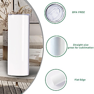 4pack 20oz sublimation straight flat edge tumbler bluk double wall stainless steel vacuum cup with metal straw， For Heat Press Sublimation Printing