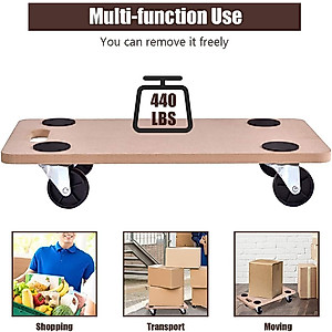 Tandagy Dolly Cart Set of 2 Multipurpose Furniture Mover Heavy Duty Wood Rolling Mover with Wheels Moving Carrier with 22.8" x11.2" Platform Holds 2 * 500 Lbs for Appliances and Boxes (2)