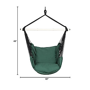 Highwild Hammock Chair Hanging Rope Swing - Max 500 Lbs - 2 Cushions Included - Steel Spreader Bar with Anti-Slip Rings - for Any Indoor or Outdoor Spaces (Green)