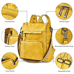 Shrrie Backpack Purse for Women PU Leather Anti-Theft Travel Backpack Purse Fashion Ladies Shoulder Bag with Tassel