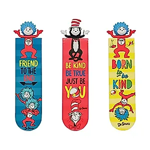 Raymond Geddes Dr Seuss 3D Bookmarks (Box of 24) - 3D Character Bookmarks with 3 Unique Designs - Fun Bookmarks for Kids and Booklovers