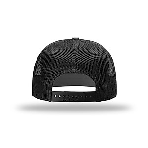 Richardson 168 Hat 7-Panel Trucker Cap Hi-Pro Snapback Cap Adjustable Baseball Hat Blank Hat Bulk Hats - Black