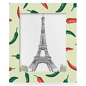 Pardick Chilli Peppers 4x6 Picture Frame, Green Red Wooden Photo Frames for Tabletop and Wall Display, Picture Frame Home Office Decor