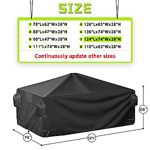 COMPANIONSHIPCOVER Patio Furniture Waterproof Cover Outdoor Rectangular Table Chairs Covers 124"Lx74"Wx28"H-Heavy Duty Dining Table Cover Black (Patented Product)