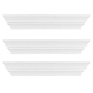 kieragrace Madison Contoured Floating Wall Shelf - White, 16", Set of 3