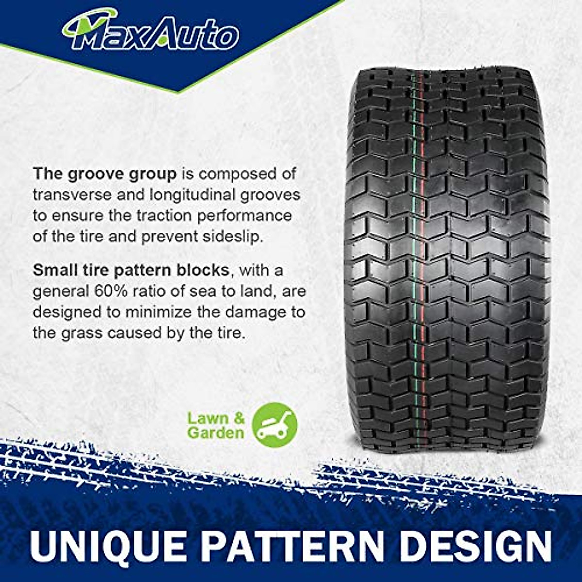 MaxAuto 22x9.5-12 22x9.5x12 Turf Tires for Lawn & Garden Mower 4 Ply, Set of 2