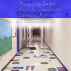 Rock Hop Begin Playscape - Counting Numbers 1-10 School & Classroom Sensory Path Kit Accessories – with 21 Custom Vinyl Floor Decals