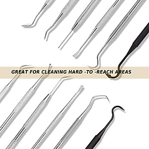 EAmber Gun Cleaning Brushes Picks Kit Set Brass Copper Steel Nylon Stainless Steel Ploymer Pick Set Bristle Brushes (Stainless-Steel)