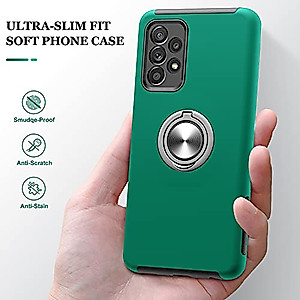 JAME for Samsung Galaxy A52 5G Case with [2 Pack] Tempered-Glass Screen Protector, Slim Soft Heavy Duty Cover for Samsung A52 Case, with Invisible Ring Holder Kickstand for Galaxy A52 Case, Green