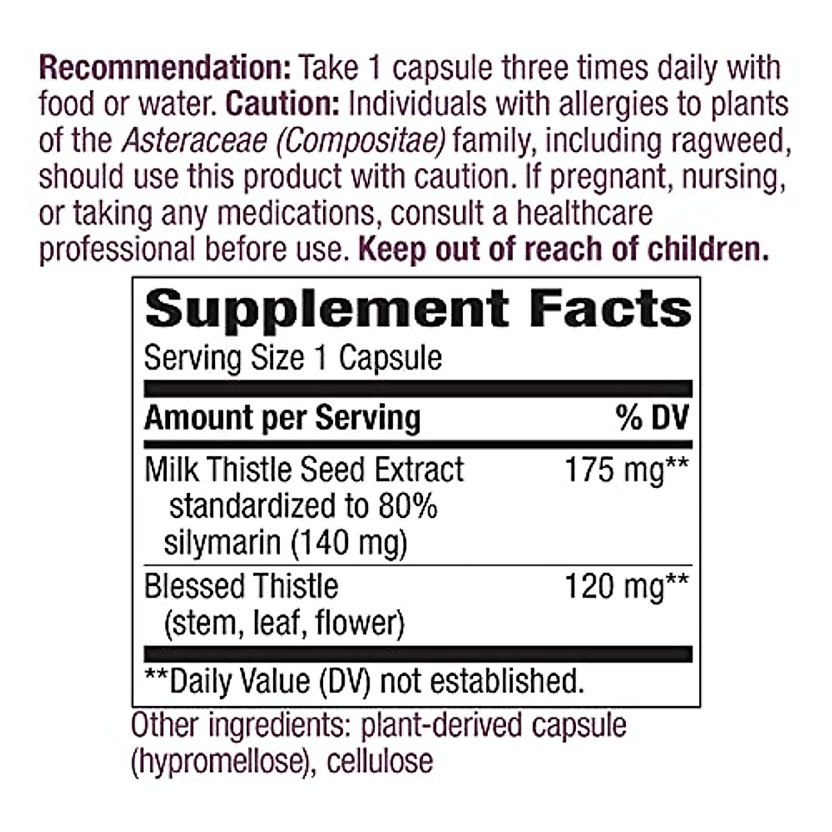Nature's Way Standardized Milk Thistle, Liver Function Support*, 60 Vegan Capsules