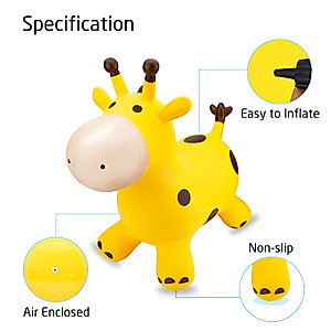 gloexeolg Bouncy Horse Inflatable Kids Ride on Toy Birthday Gifts for Toddlers Girls and Boys 1 of Set(Yellow Giraffe)