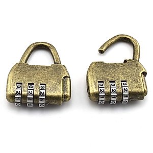 SDTC Tech 2-Pack Mini Antique Password Padlock Retro Vintage Style Handbag Shape Bronze Locks