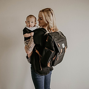 Parker Baby Diaper Backpack - Large Diaper Bag with Insulated Pockets, Stroller Straps and Changing Pad -"Birch Bag" - Black