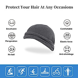 BAGIFT Turban Hat for Men,Silk Satin Lined Halo Turban Head Wrap Skull Cap for Men and Women (White)