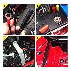 Nilight 2FT Ring Wire 2 Pin Lug Cable, Eyelet Terminal Harness Extension Charge Cord Quick Disconnect SAE Connection Lead for Motorcycle Car Tractor with 10A Fuse