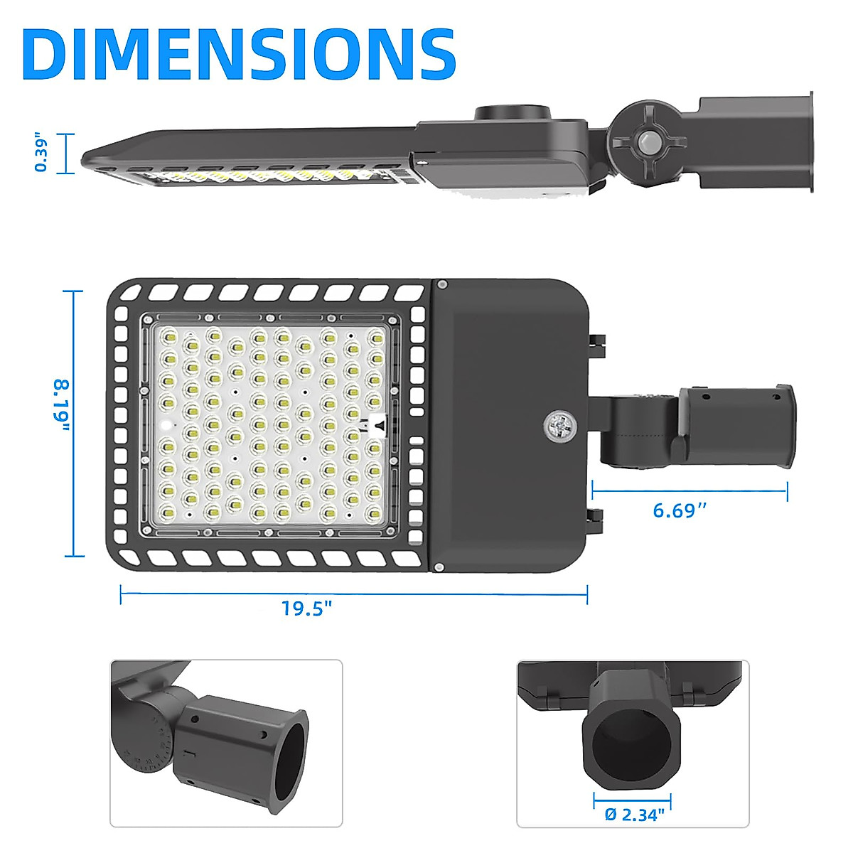 300W LED Parking Lot Light,5500K Adjustable Slip Fit Mount with 1000W Metal Halide/HPS Replacement,IP65 Waterproof, 39000 Lumens Outdoor LED Commercial Lighting for Stadium,Roadways,Street Light