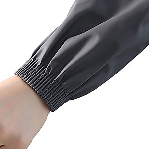 Yzurbu 2 Pairs Arm Sleeves Covers, PU Oversleeves Protector for Arm with Four-Needle Elastic Cuffs, Waterproof, Oilproof, Acid and Alkali Resistant