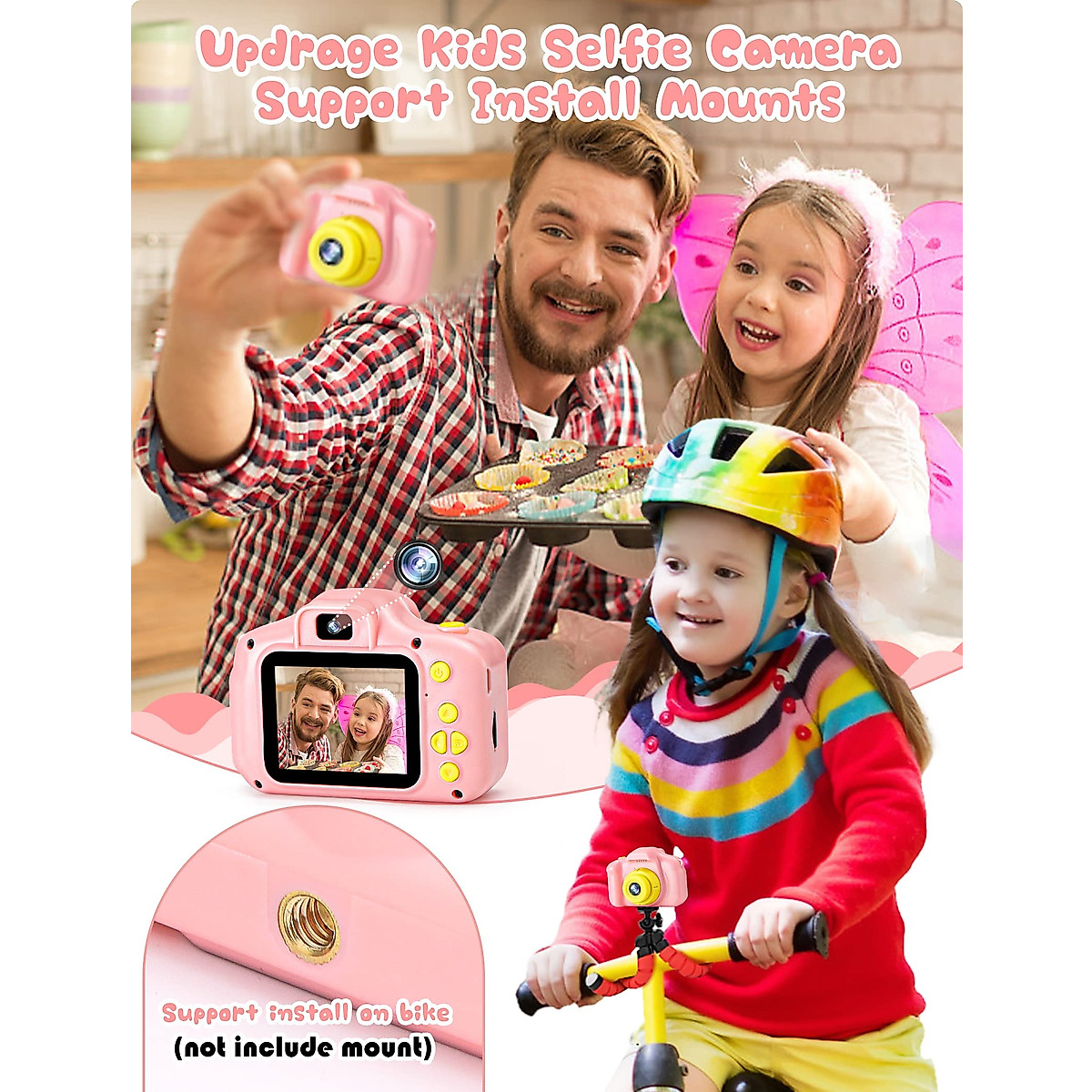 Miiulodi Kids Selfie Camera Children Digital Cameras for Kids Birthday 3-9 Year Old Girls Outdoor Toys Child Video Record for Toddler Age 3 4 5 6 7 8 9 Years Old Girl with 32GB